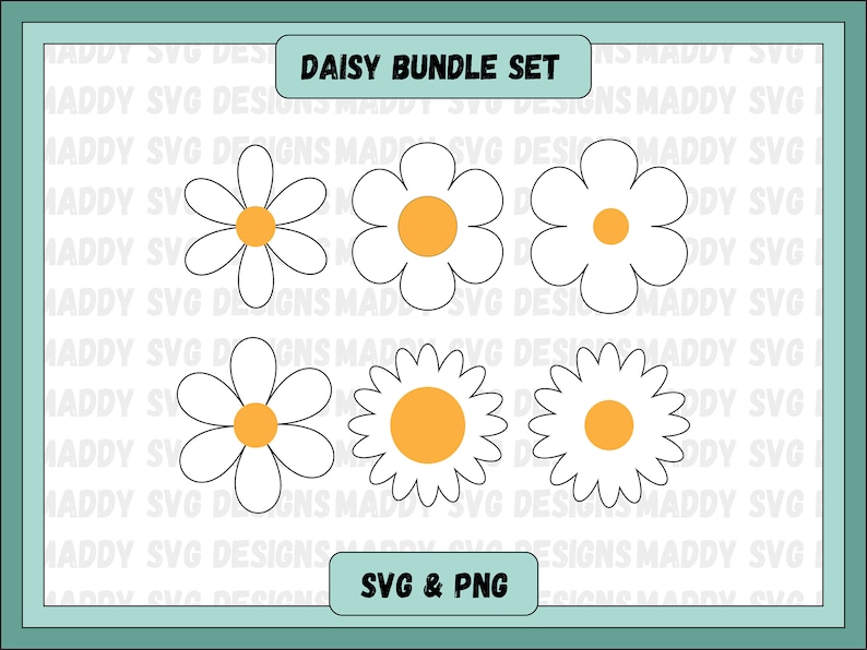 Daisy SVG Bundle, Daisy Png, Cute Daisy Flower Clipart Bundle, Spring ...