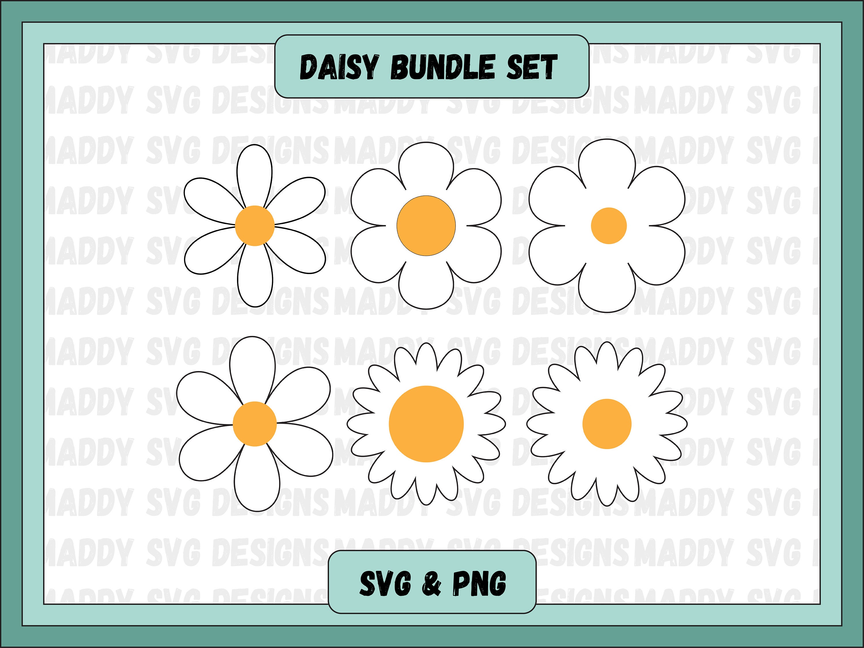 Daisy SVG Bundle, Daisy Png, Cute Daisy Flower Clipart Bundle, Spring ...