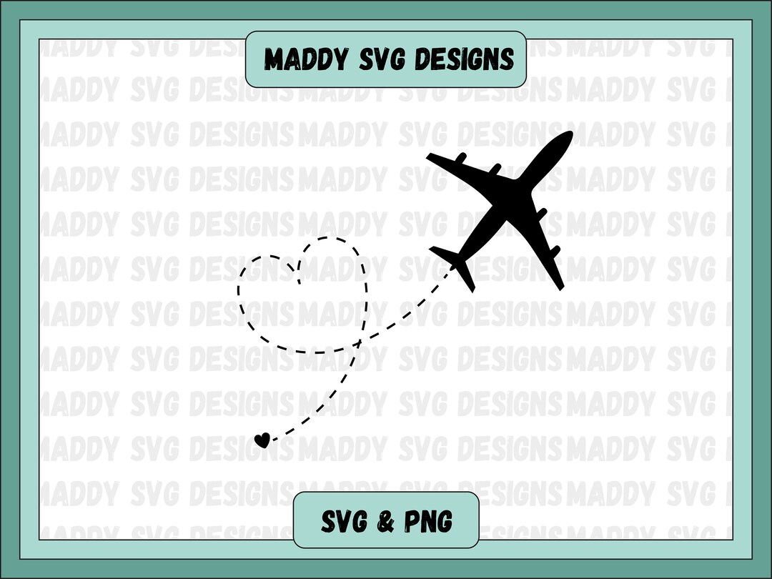 Airplane Heart Route SVG PNG, Airplane Route Svg, Airplane Vector File ...