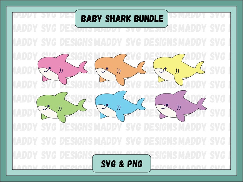 Baby Shark SVG PNG Bundle, Baby Shark Clipart, Layered Shark Svg Design ...