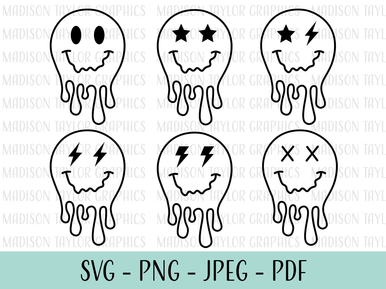 Drippy Smiley Face SVG Bundle Melting Smiley Png Dripping - Etsy