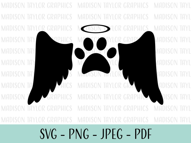 Angel Wings SVG in Loving Memory Angel Wings Paw Print Svg - Etsy