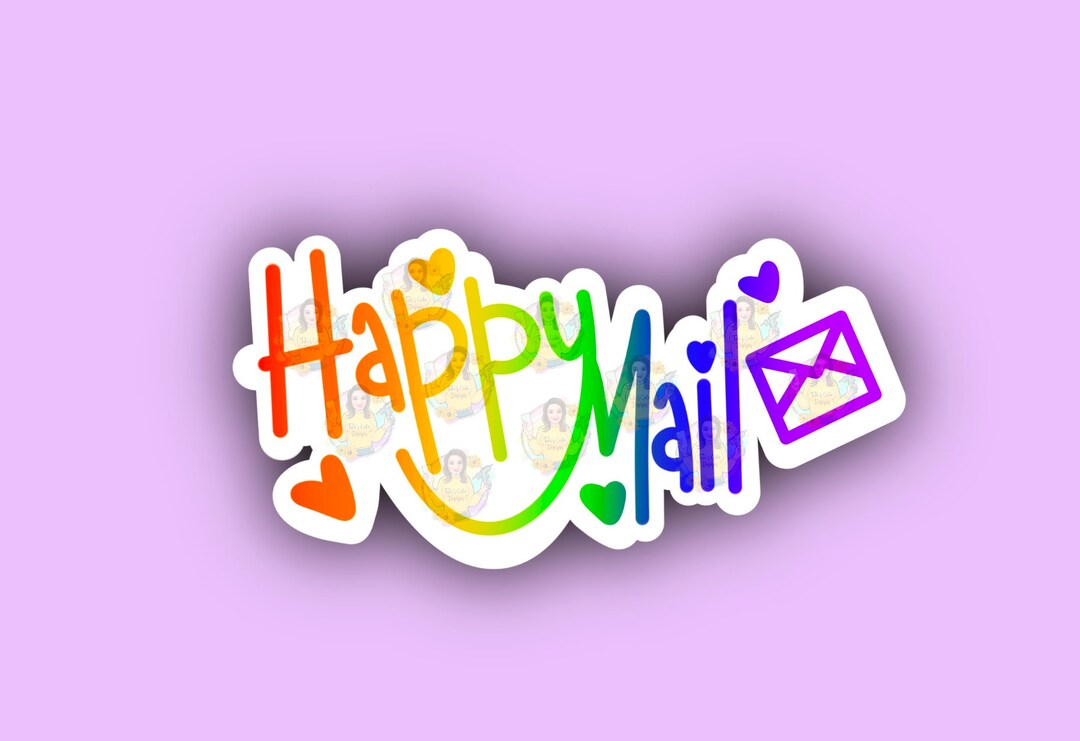 Rainbow Happy Mail PNG Sticker File Digital Sticker - Etsy