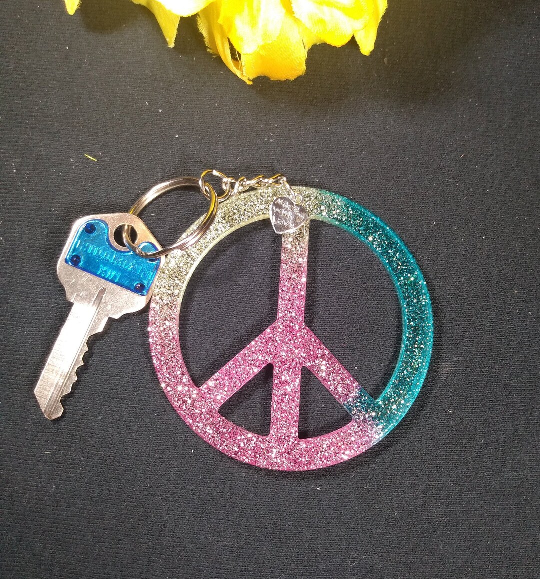 Resin Keychain/handmade Peace Key Chain From Epoxy Resin - Etsy
