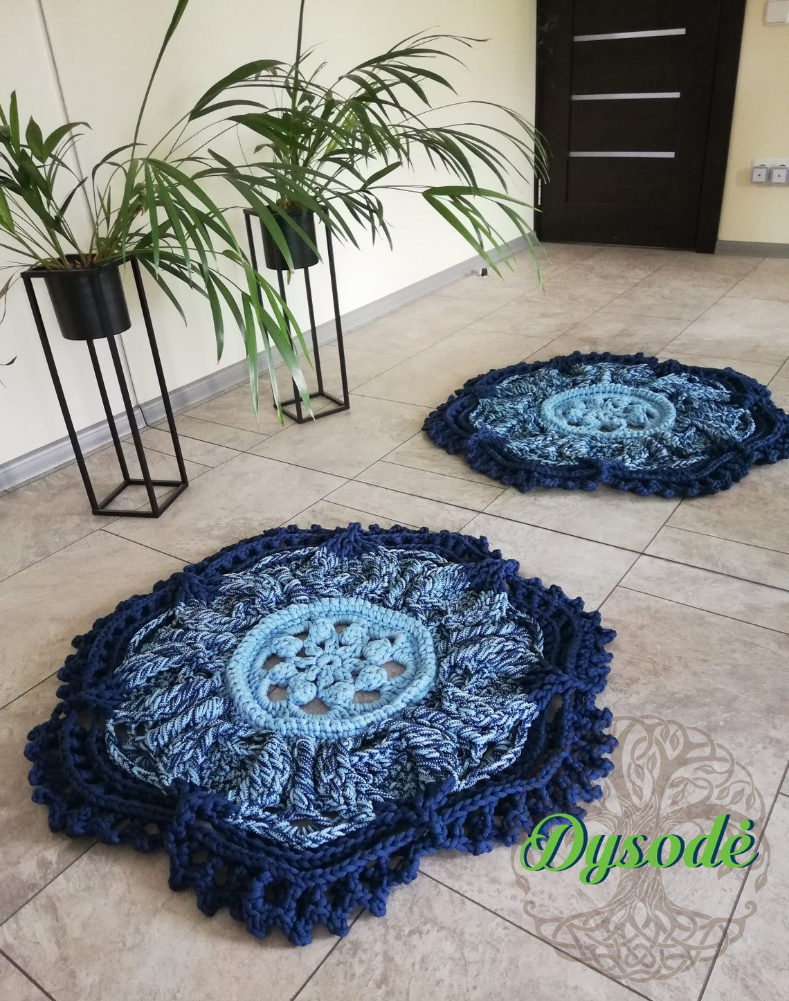 Round Crochet Rug, Cozy Flower Rug, Knitted Rug, Home Decor, Rag Rug ...