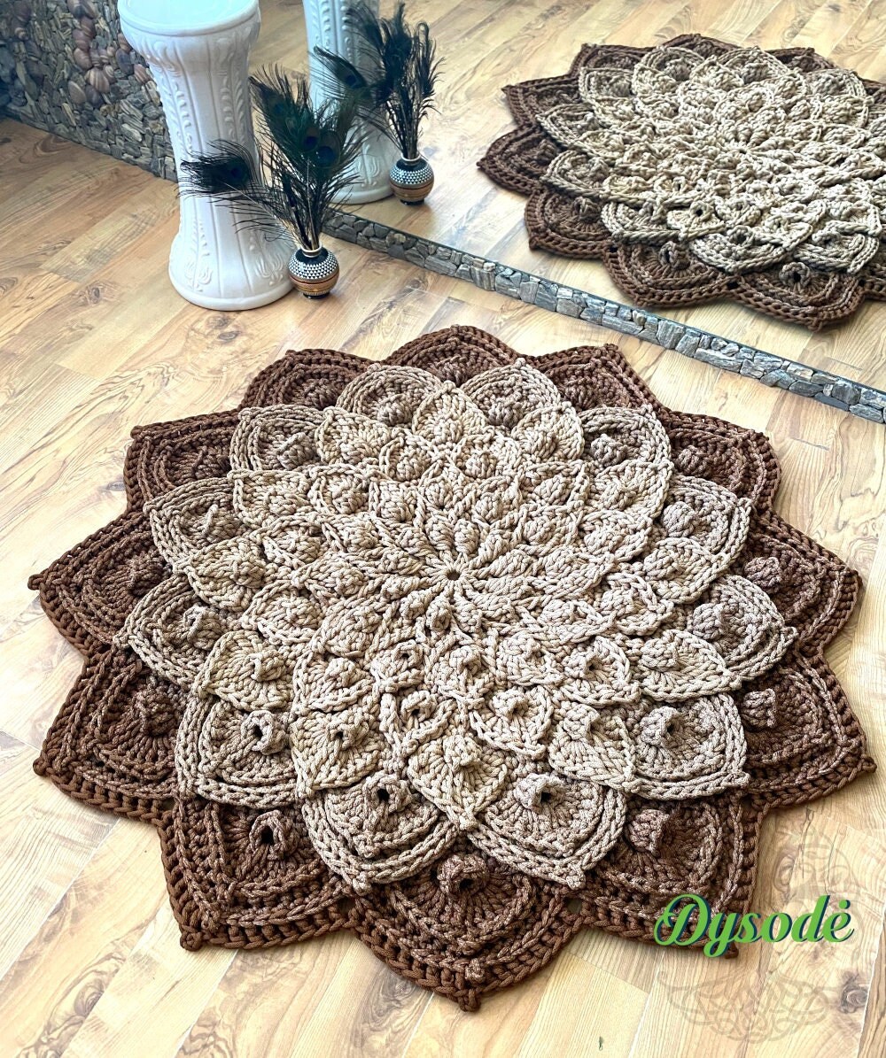 Lotus Flower Rug Round Crochet Rug Cozy Flower Rug Knitted - Etsy