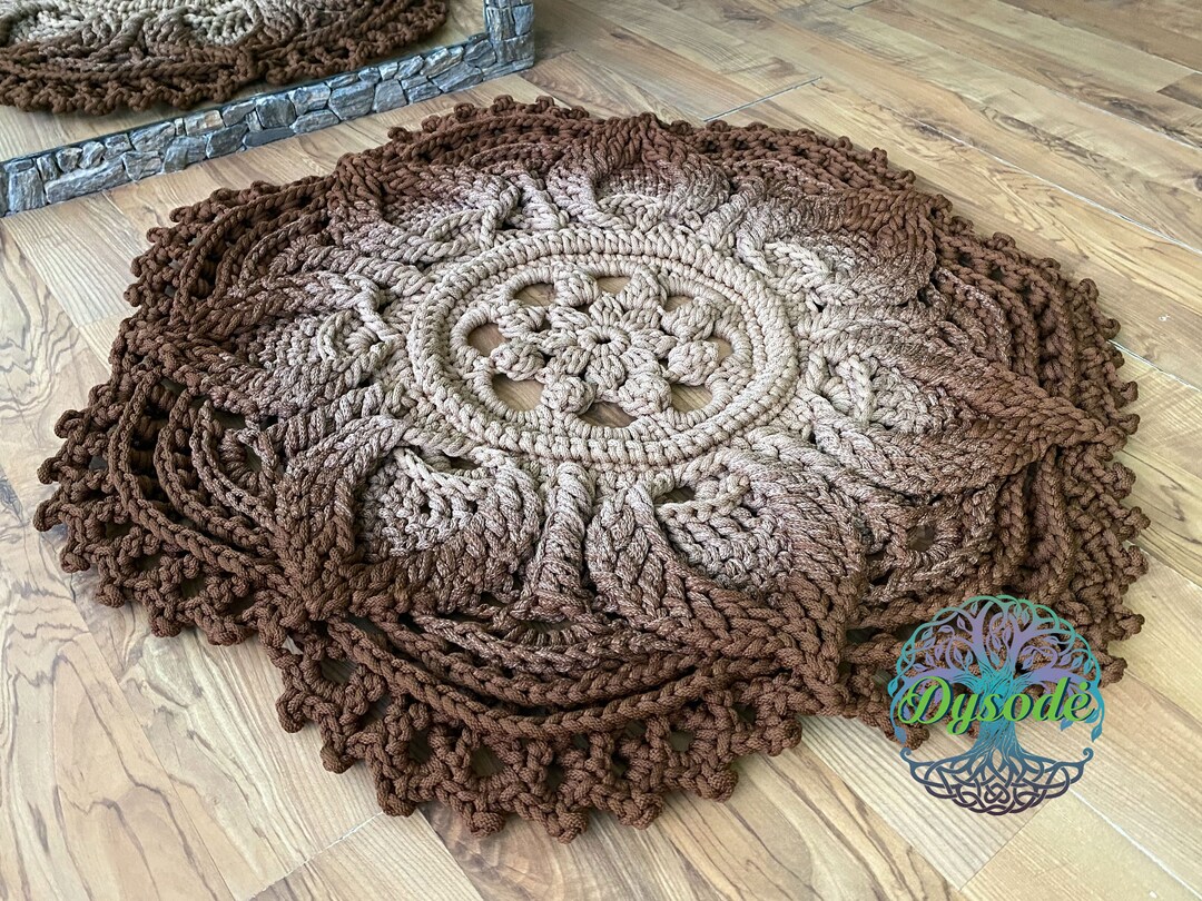 Round Crochet Rug, Cozy Flower Rug, Knitted Rug, Home Decor, Rag Rug ...