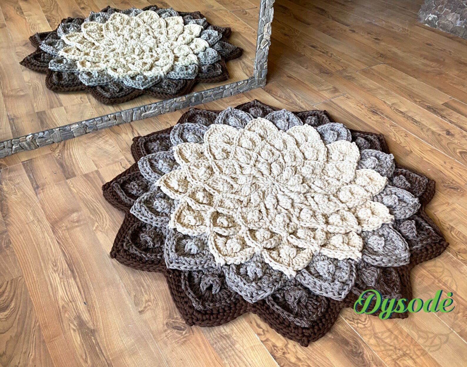 Lotus Flower Rug, Round Crochet Rug, Cozy Flower Rug, Knitted Rug, Home ...