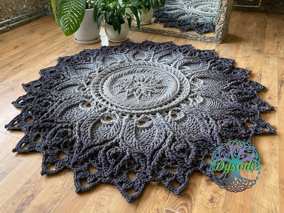 outlet clearance Round crochet rug, Cozy flower rug, Knitted rug, Home ...
