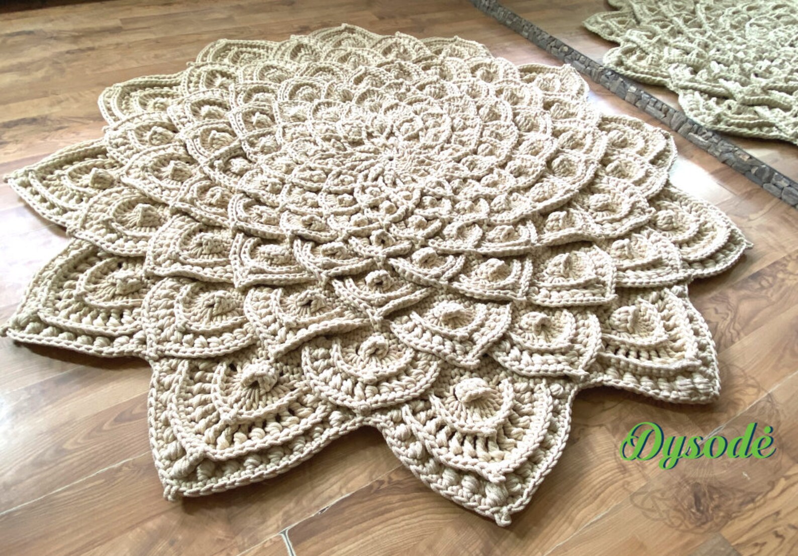 Lotus Flower Rug, Round Crochet Rug, Cozy Flower Rug, Knitted Rug, Home ...
