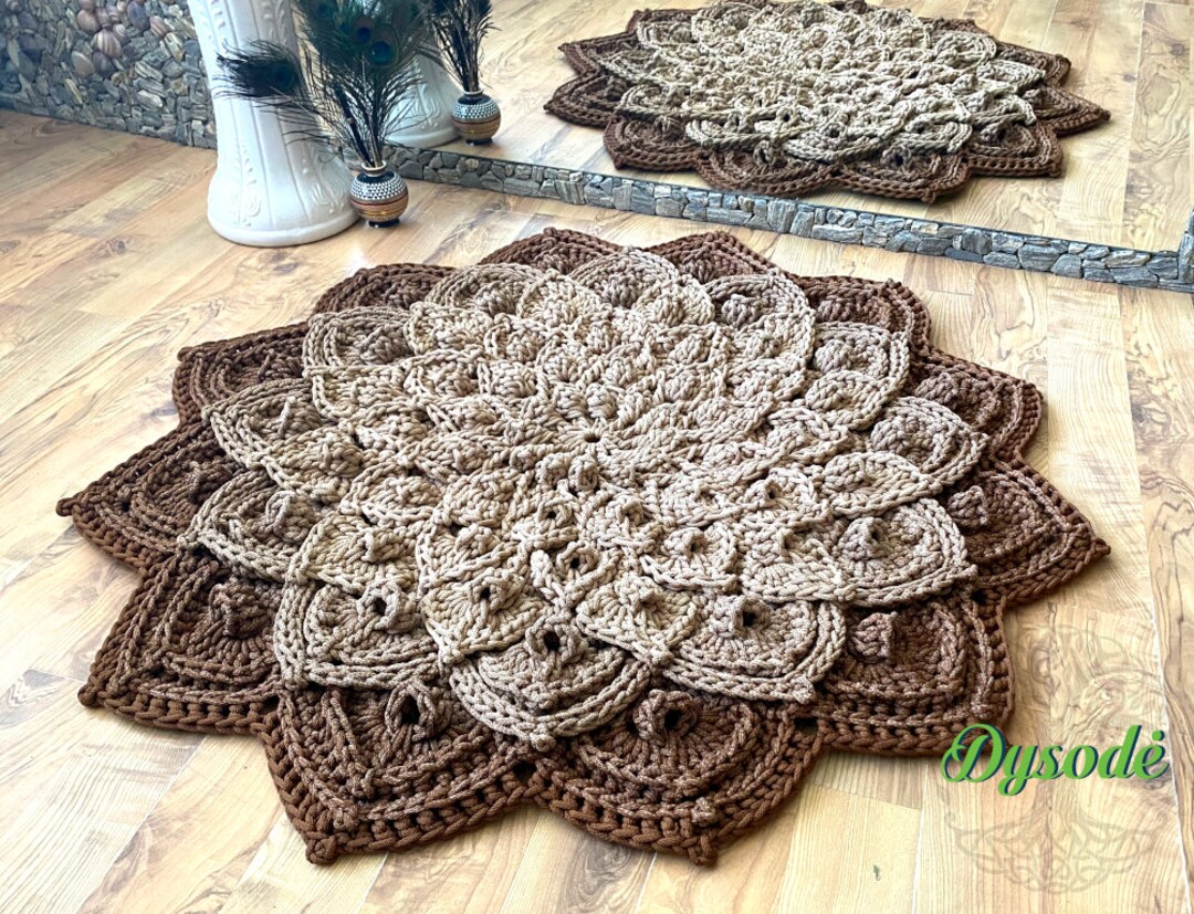 Lotus Flower Rug Round Crochet Rug Cozy Flower Rug Knitted - Etsy