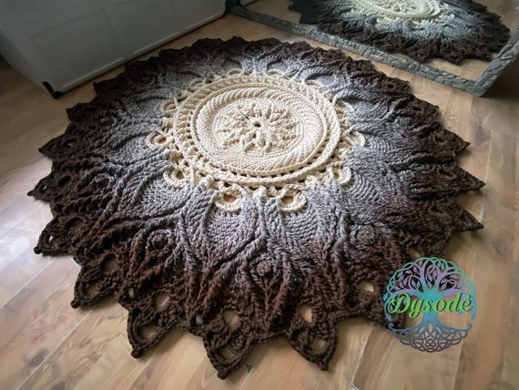 outlet clearance Round crochet rug, Cozy flower rug, Knitted rug, Home ...
