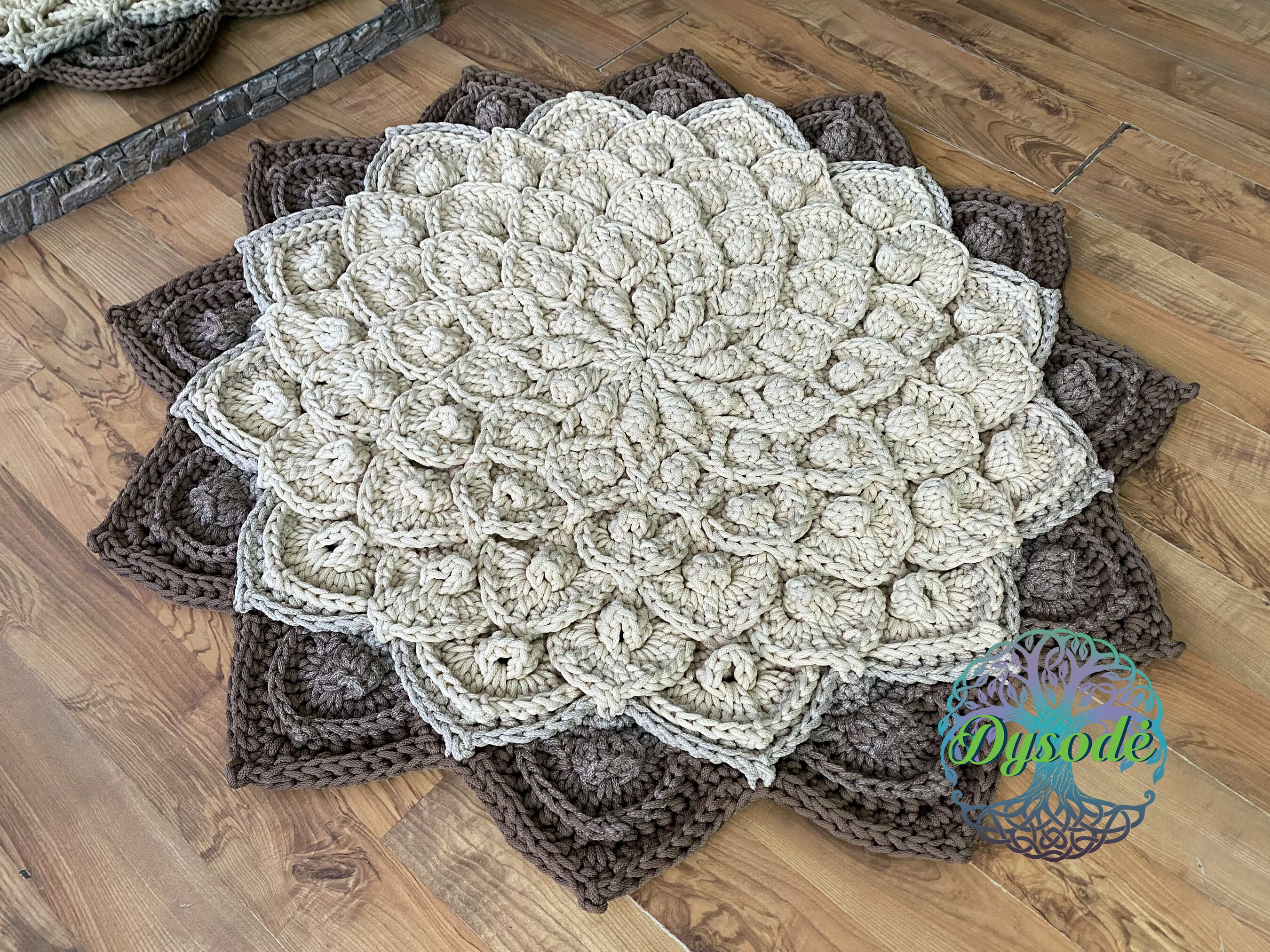 Lotus Flower Rug, Round Crochet Rug, Cozy Flower Rug, Knitted Rug, Home ...
