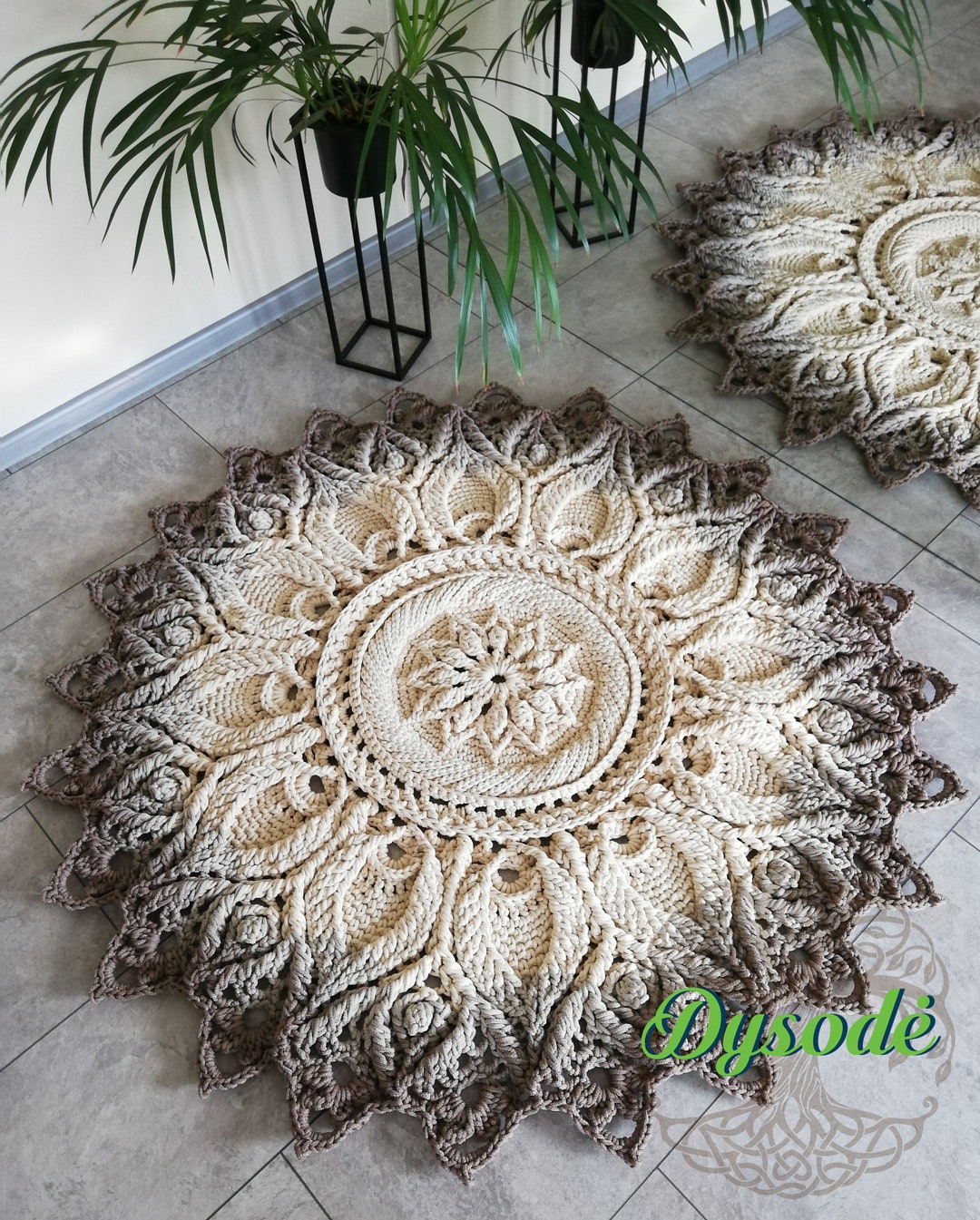 3D Crochet Rug, Carpet- Ivory Nut Ombre, Openwork Rug for the Nursery ...