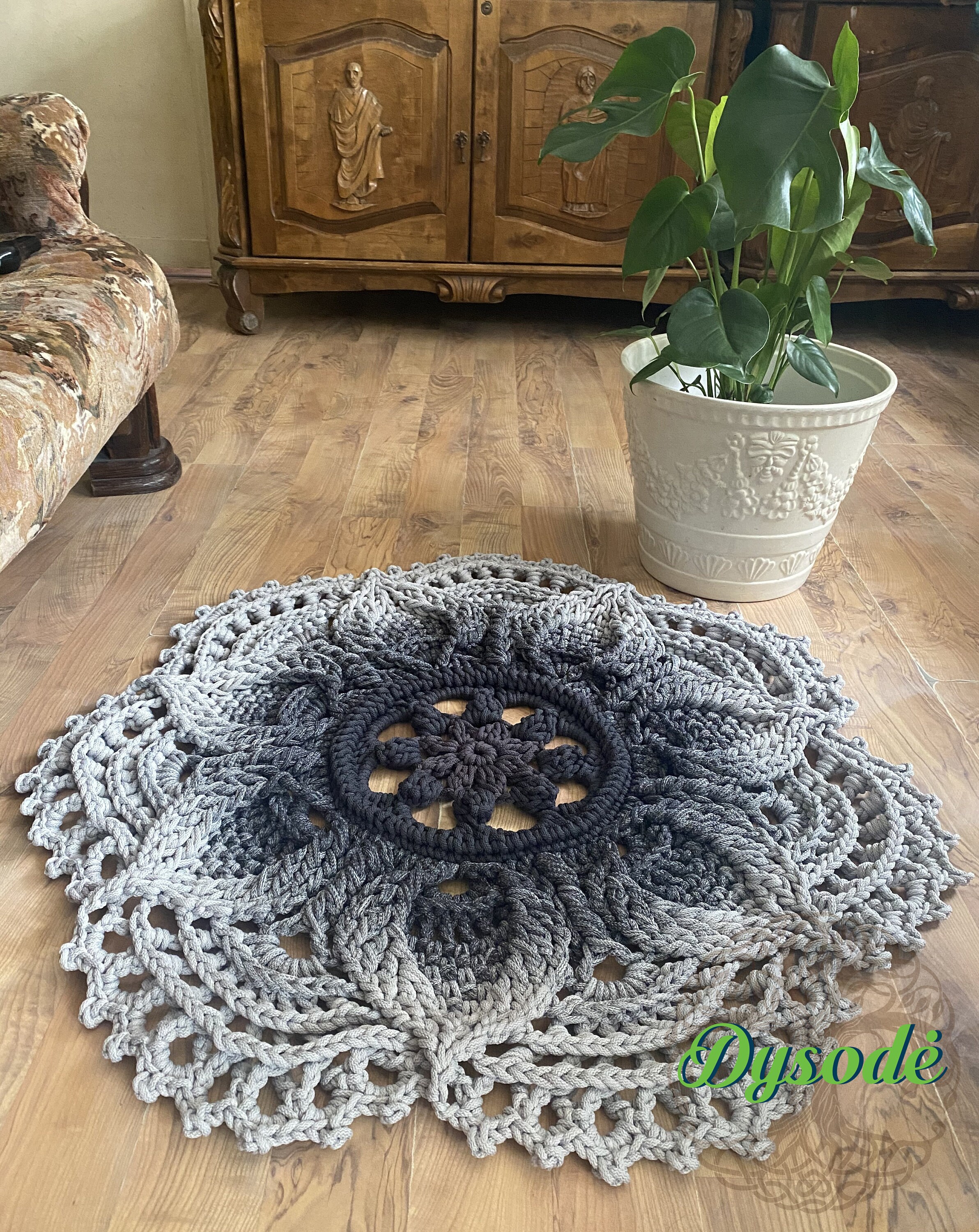 Round Crochet Rug Cozy Flower Rug Knitted Rug Home Decor - Etsy