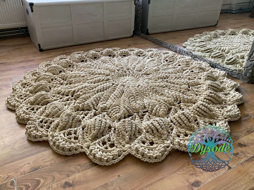 Round Crochet Rug, Cozy Flower Rug, Knitted Rug, Home Decor, Rag Rug ...