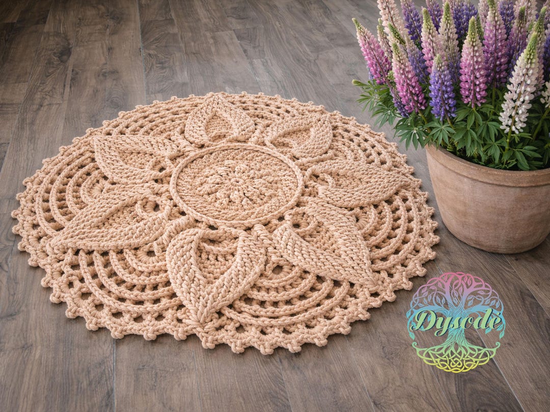 Light Peach Crocheted Rug, Cozy Vintage Home, Irreplace on the Terrace ...