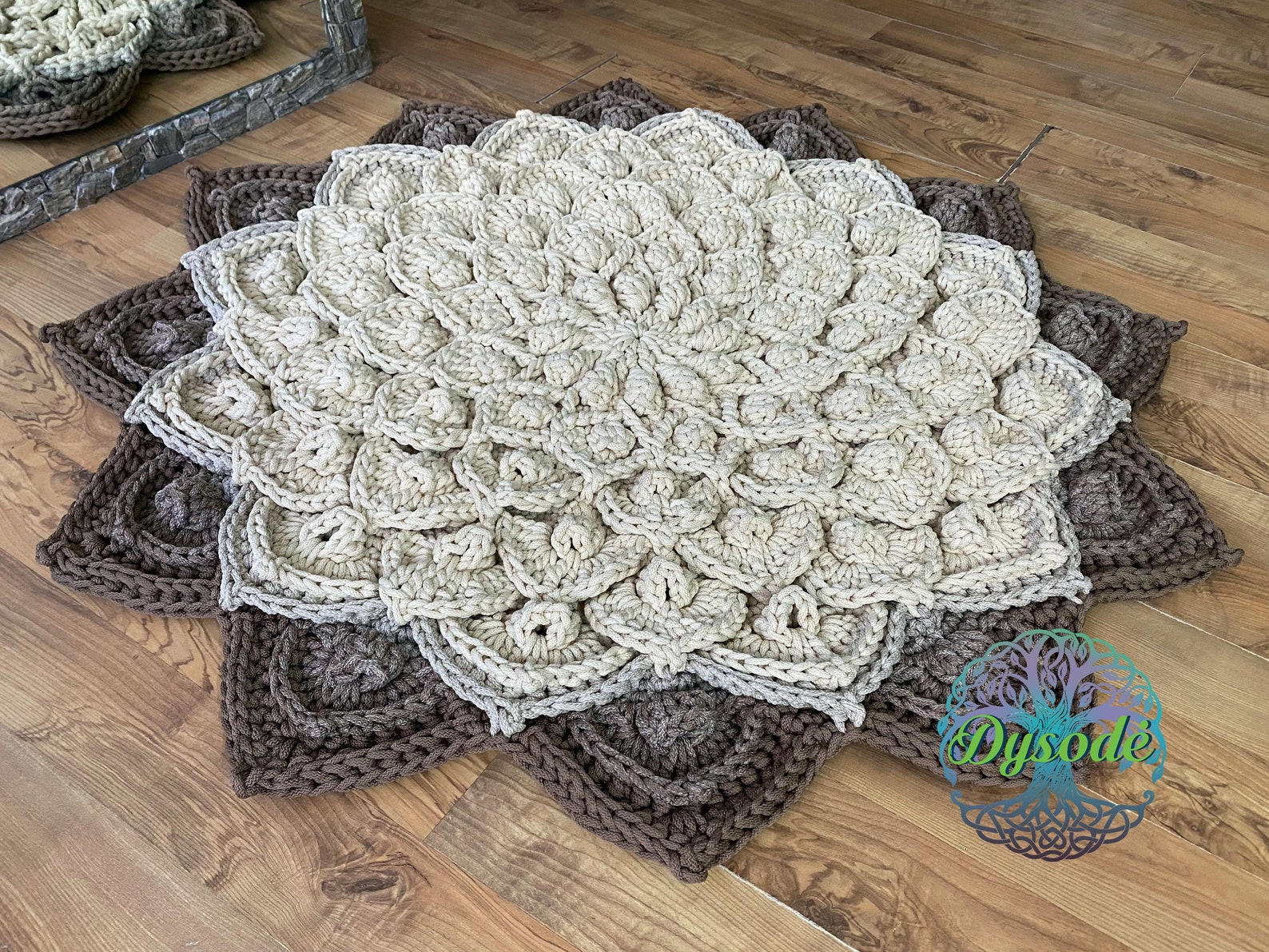 Lotus Flower Rug, Round Crochet Rug, Cozy Flower Rug, Knitted Rug, Home ...