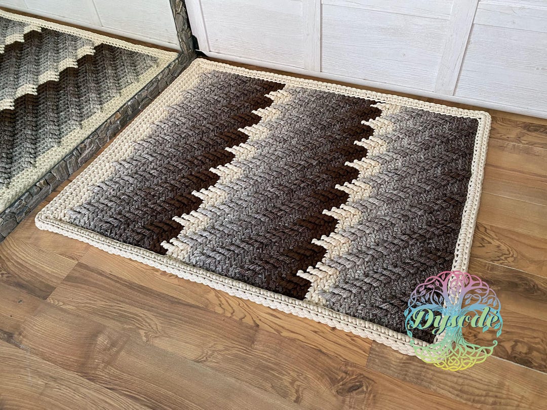 Crochet Square Rug, Home Decor, 3D, Rustic Home Decor, Modern Floor Mat ...