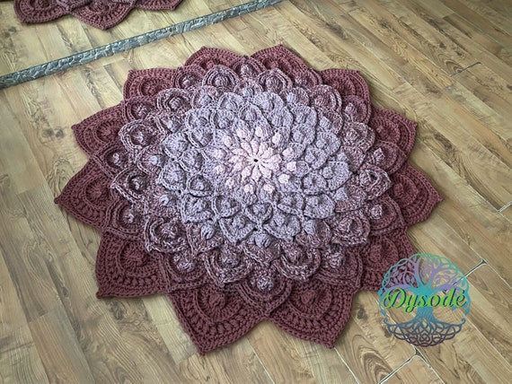 outlet clearance Round crochet rug, Cozy flower rug, Knitted rug, Home ...