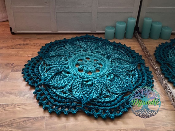 outlet clearance Round crochet rug, Cozy flower rug, Knitted rug, Home ...