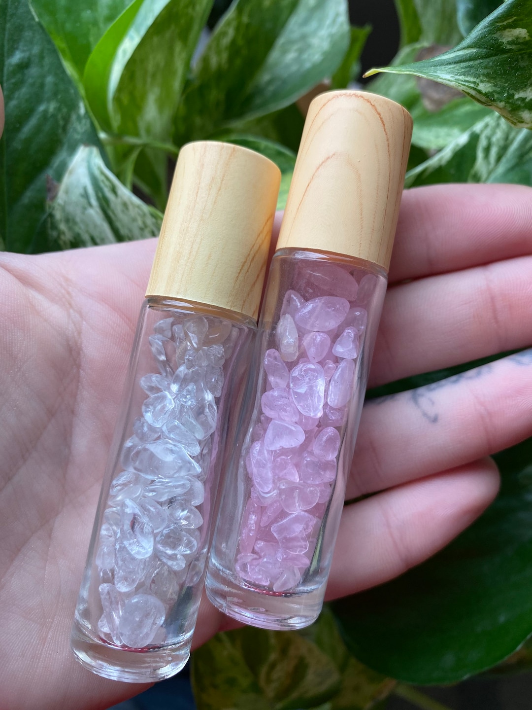 Essential Oil Roller, Crystal Oils Roller, Clear Quartz, Rose Quartz ...