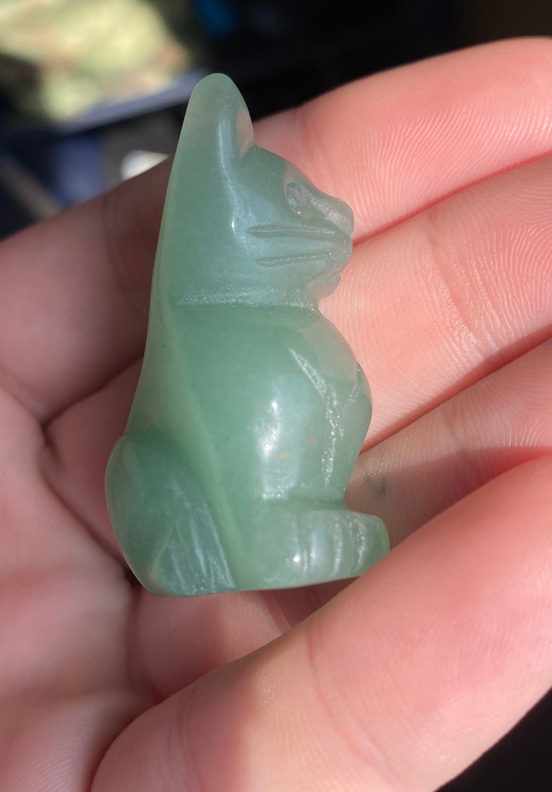 Green Aventurine CAT crystal cat carving cat kitty crystal | Etsy