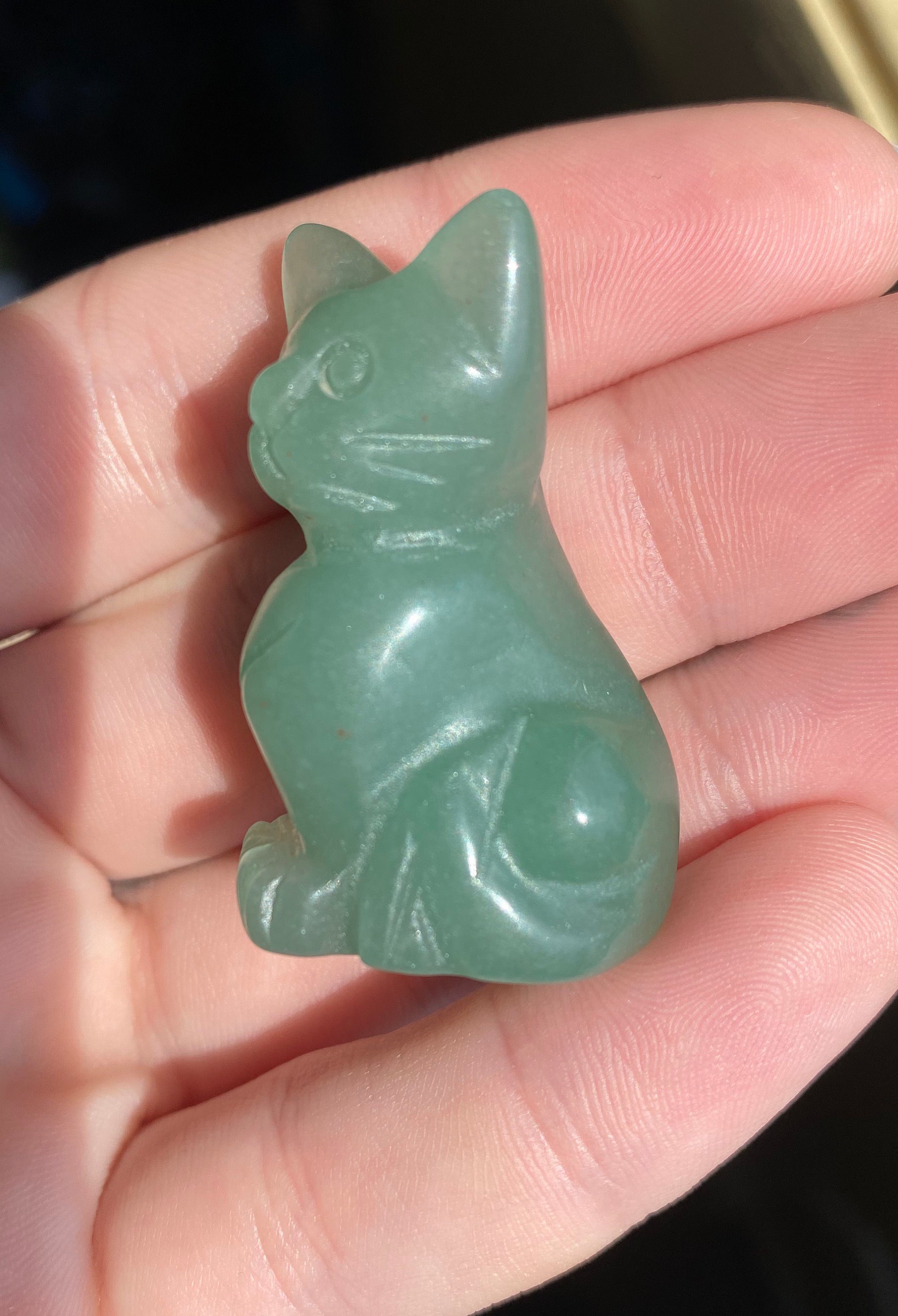 Green Aventurine CAT crystal cat carving cat kitty crystal | Etsy