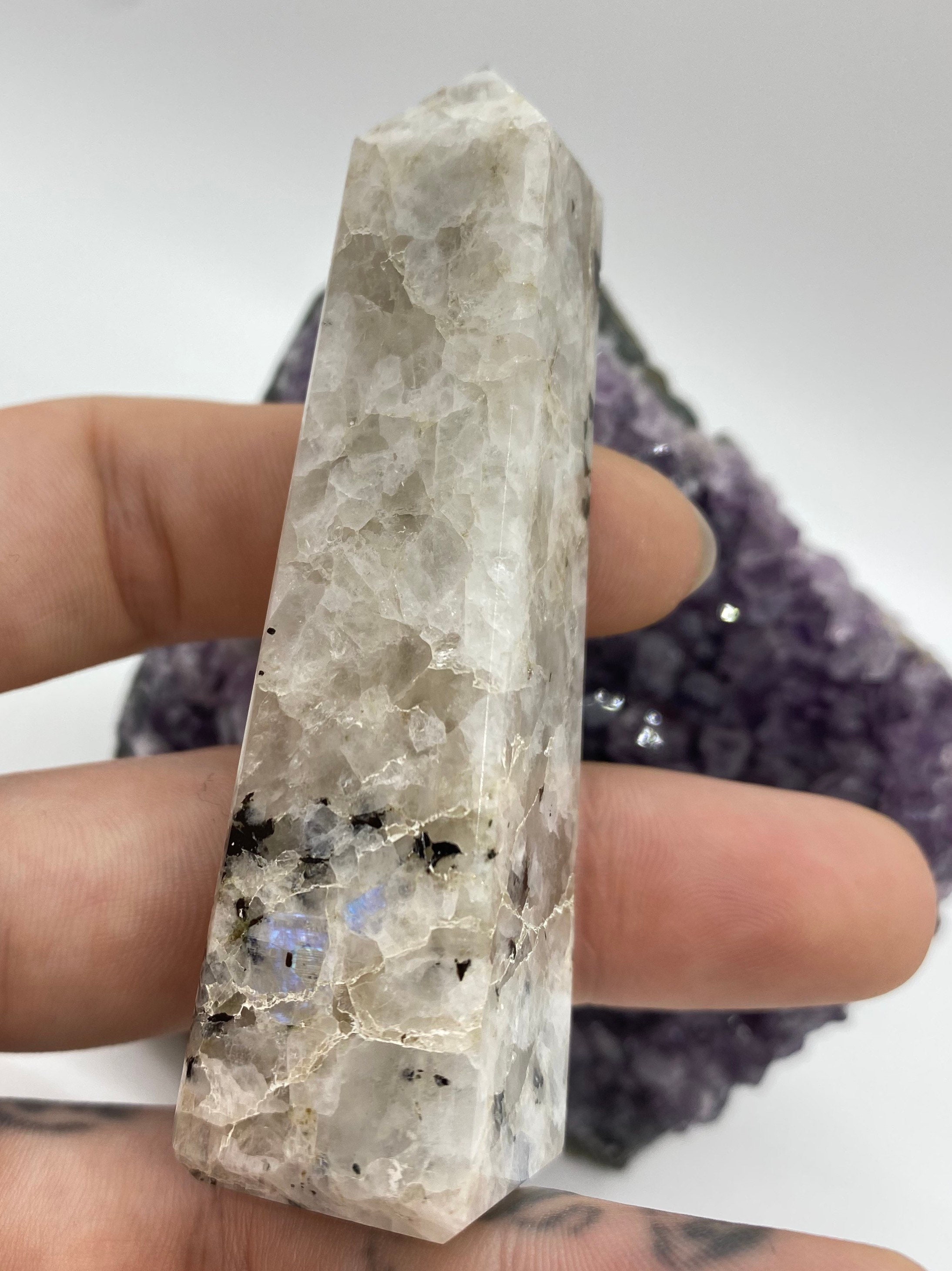 Rainbow Moonstone Tower Moonstone Point Crystal tower moon | Etsy