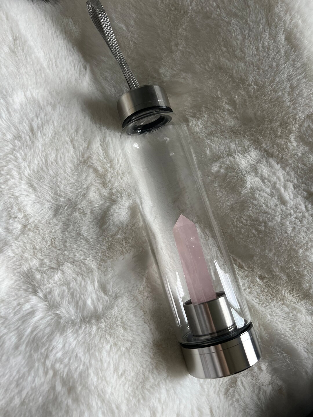 Rose Quartz Tower/point Crystal Water Bottle - Etsy