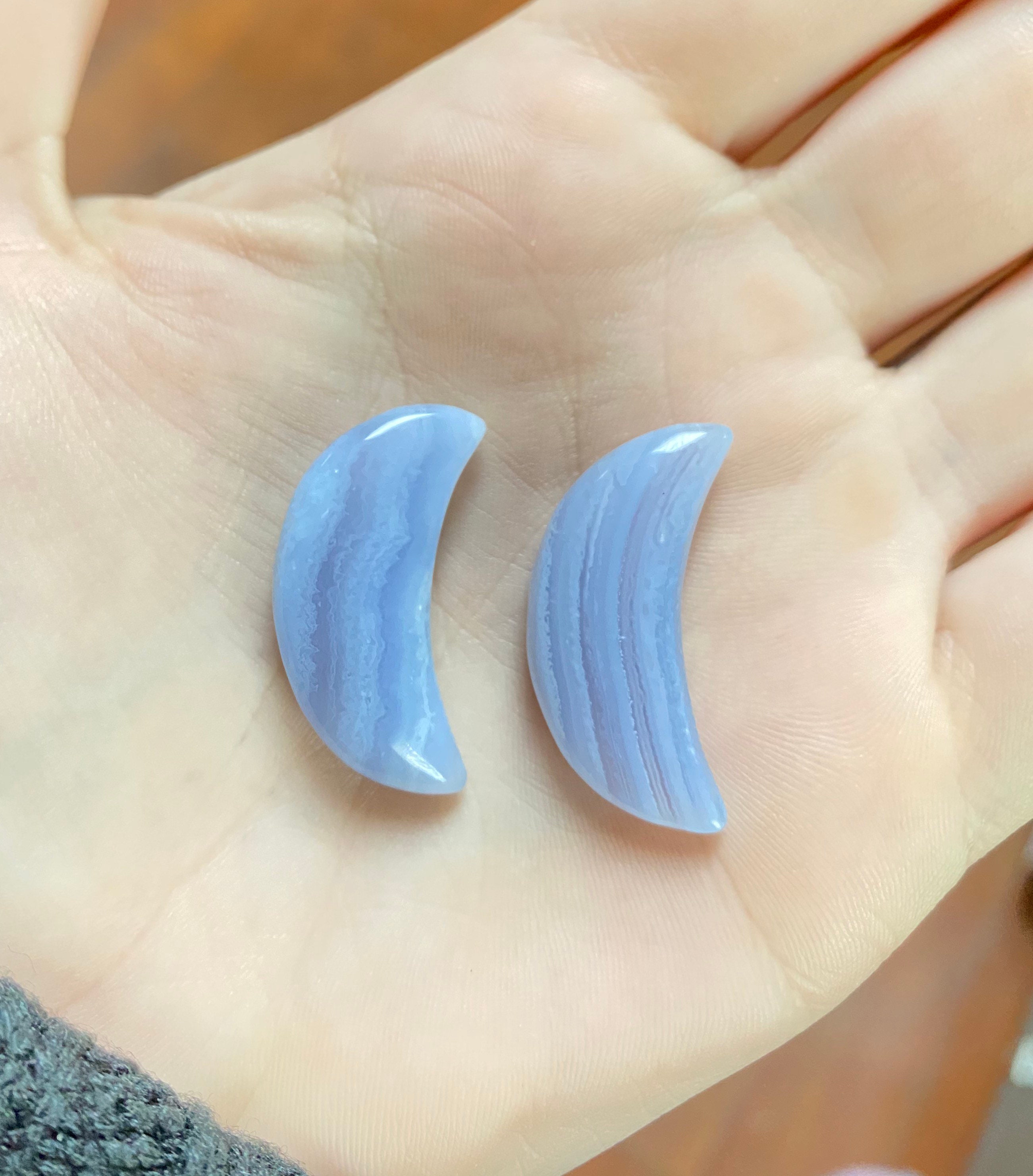 One1 BLUE LACE AGATE Moon carving crystal carving crystal | Etsy