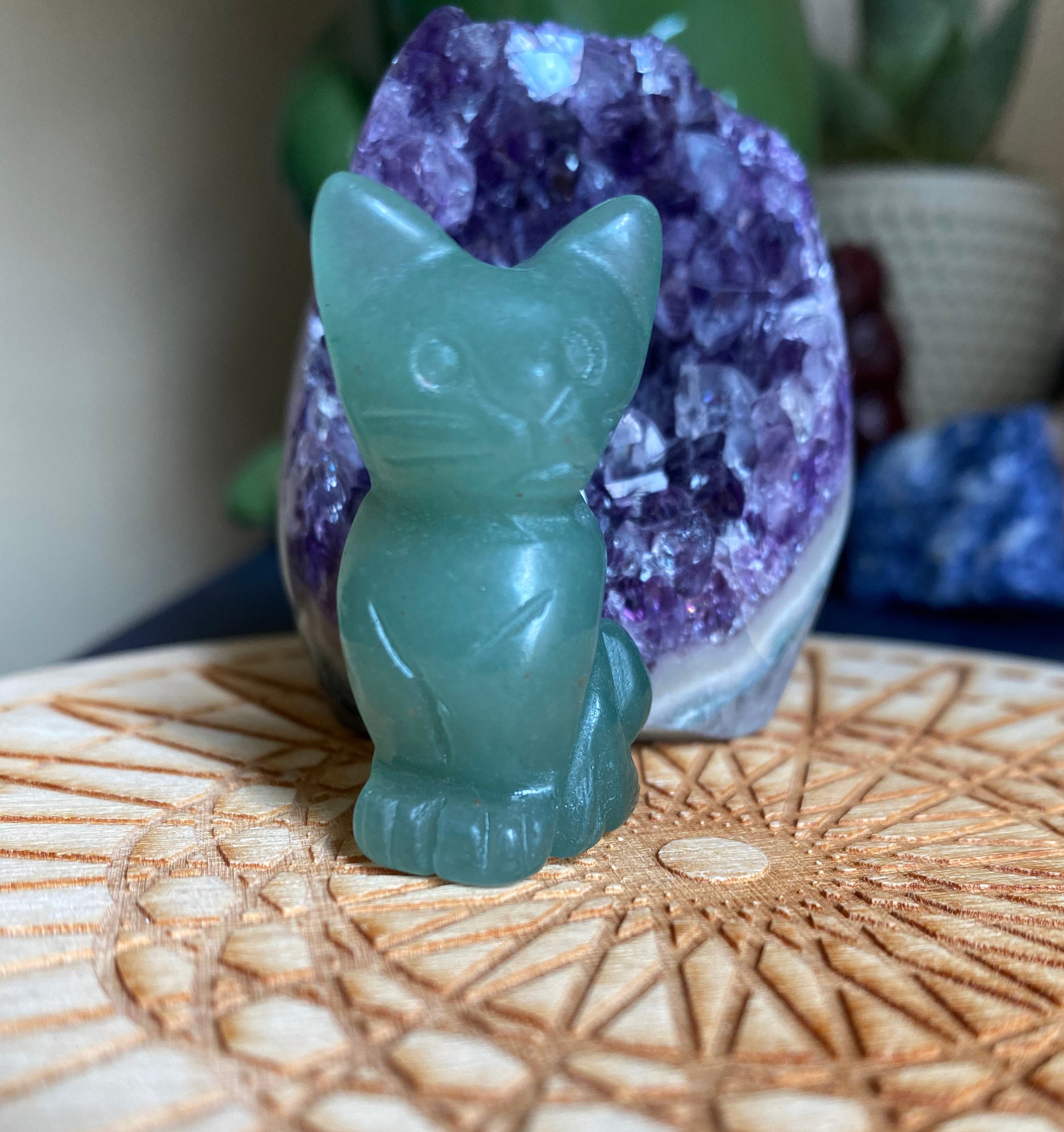 Green Aventurine CAT crystal cat carving cat kitty crystal | Etsy