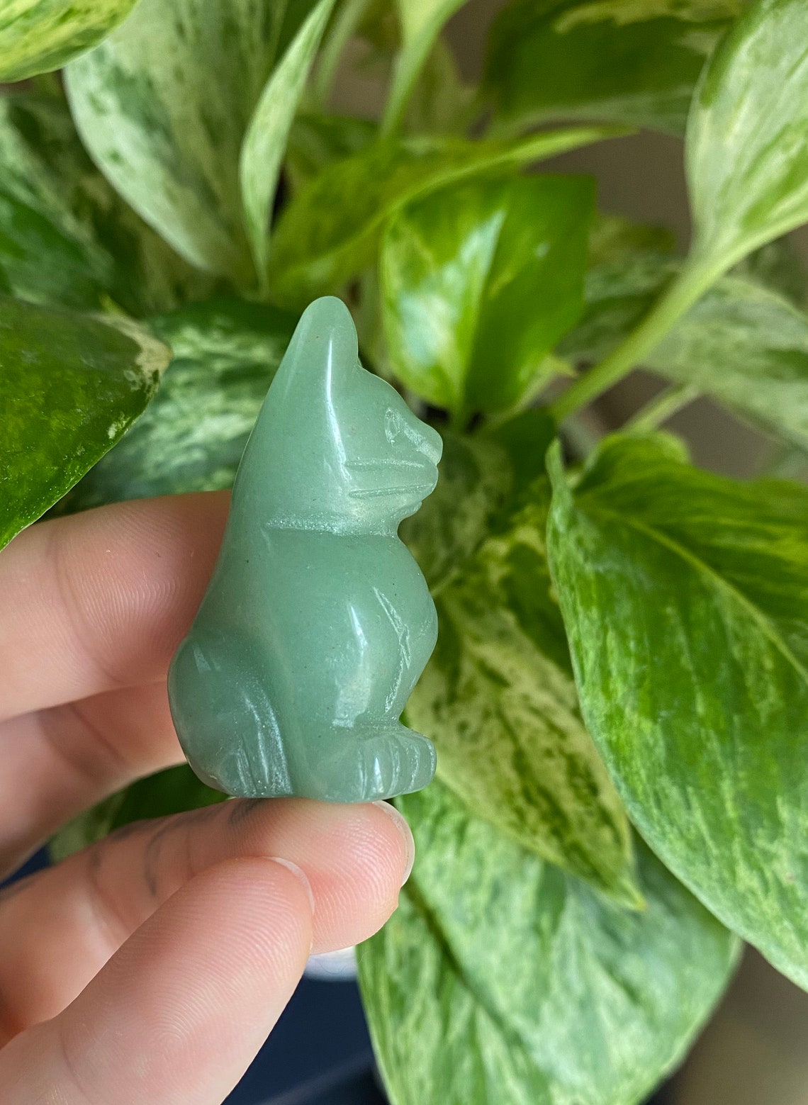 Green Aventurine CAT crystal cat carving cat kitty crystal | Etsy