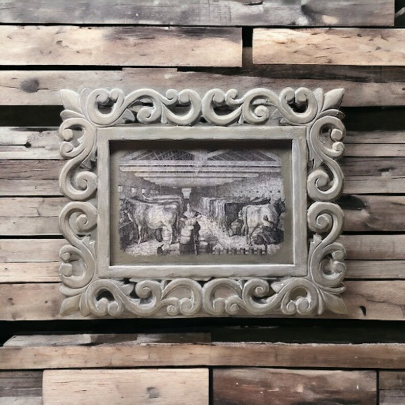 Hand Painted “cows in a Barn” Picture - Etsy