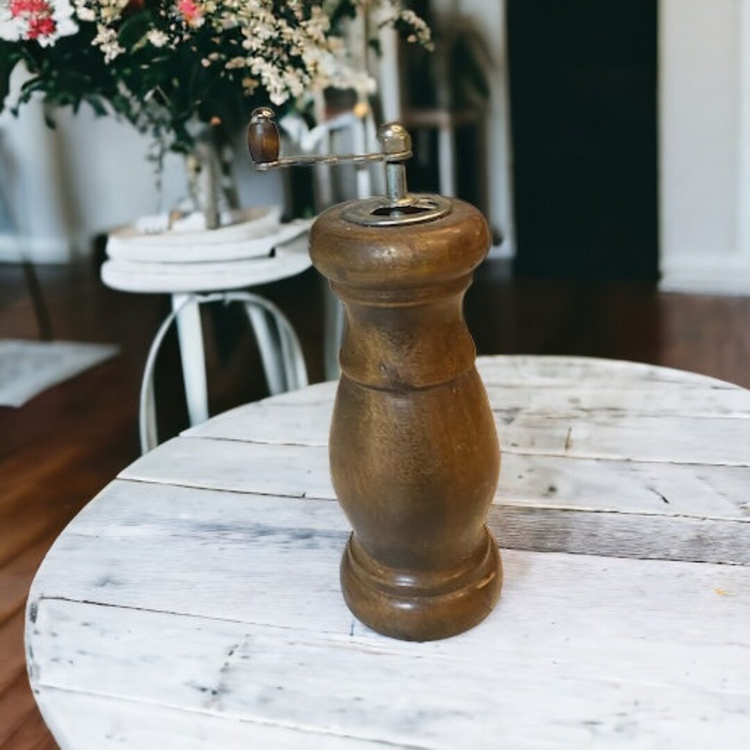 Vintage Wooden Pepper Mill - Etsy