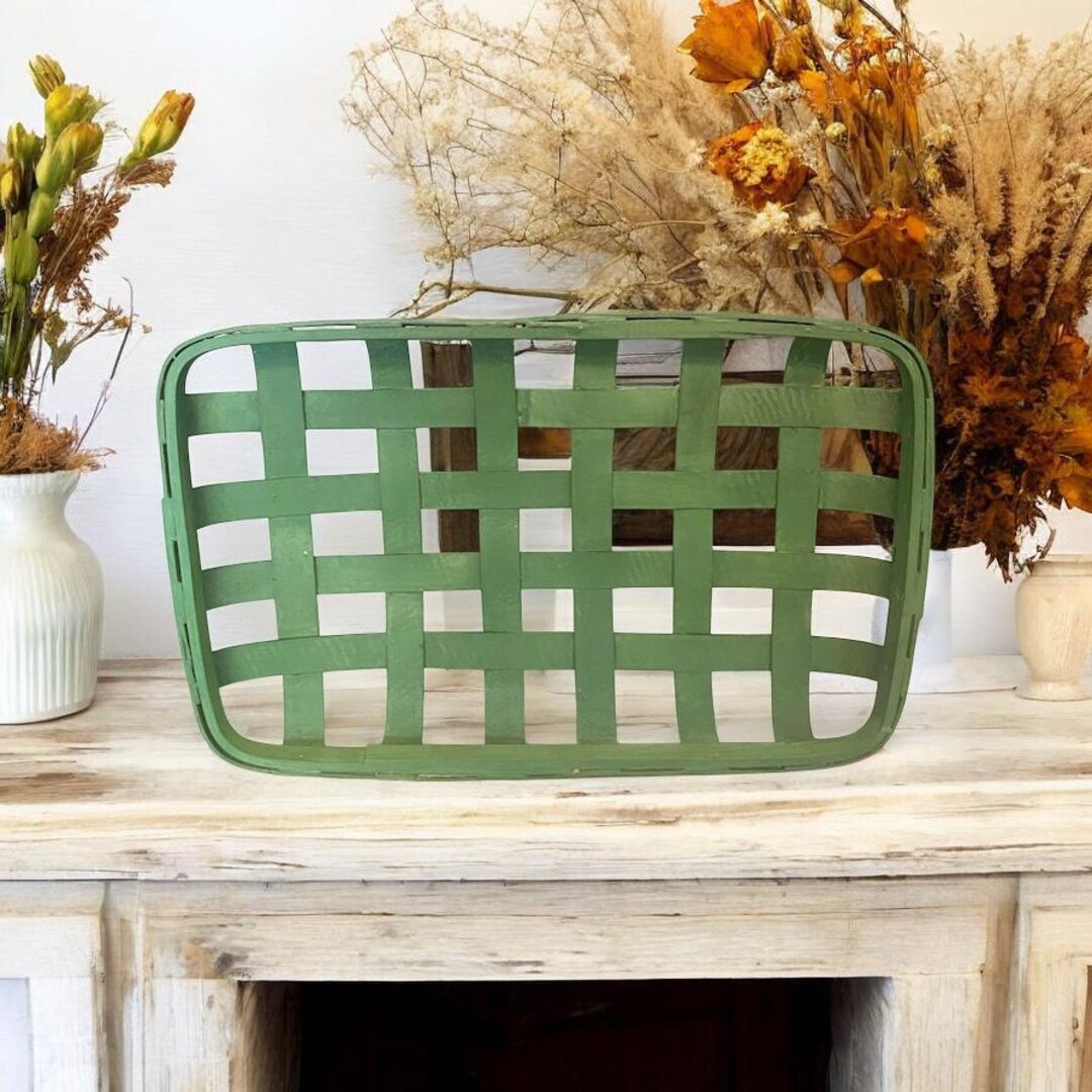 Green Woven Basket Home Accent - Etsy
