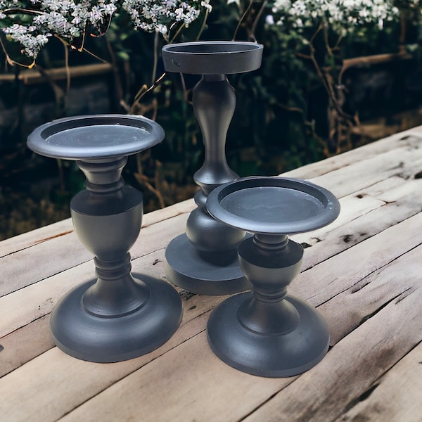 Black Candle Holder - Etsy