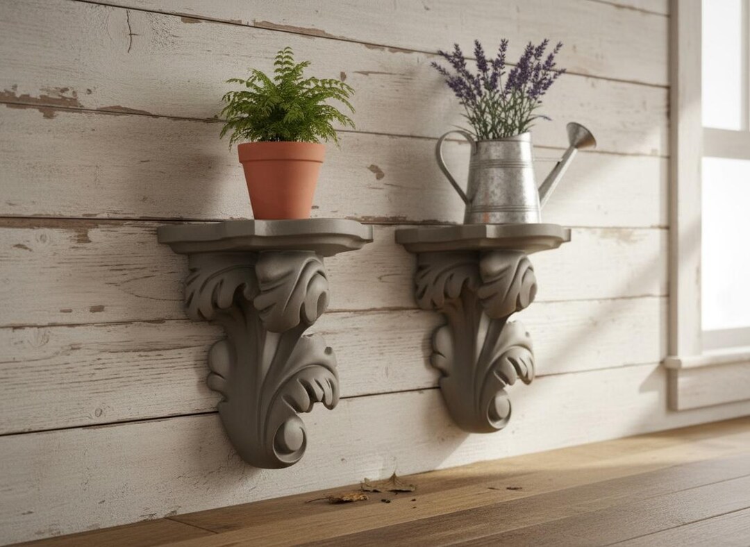 Elegant Gray Wall Shelves - Etsy