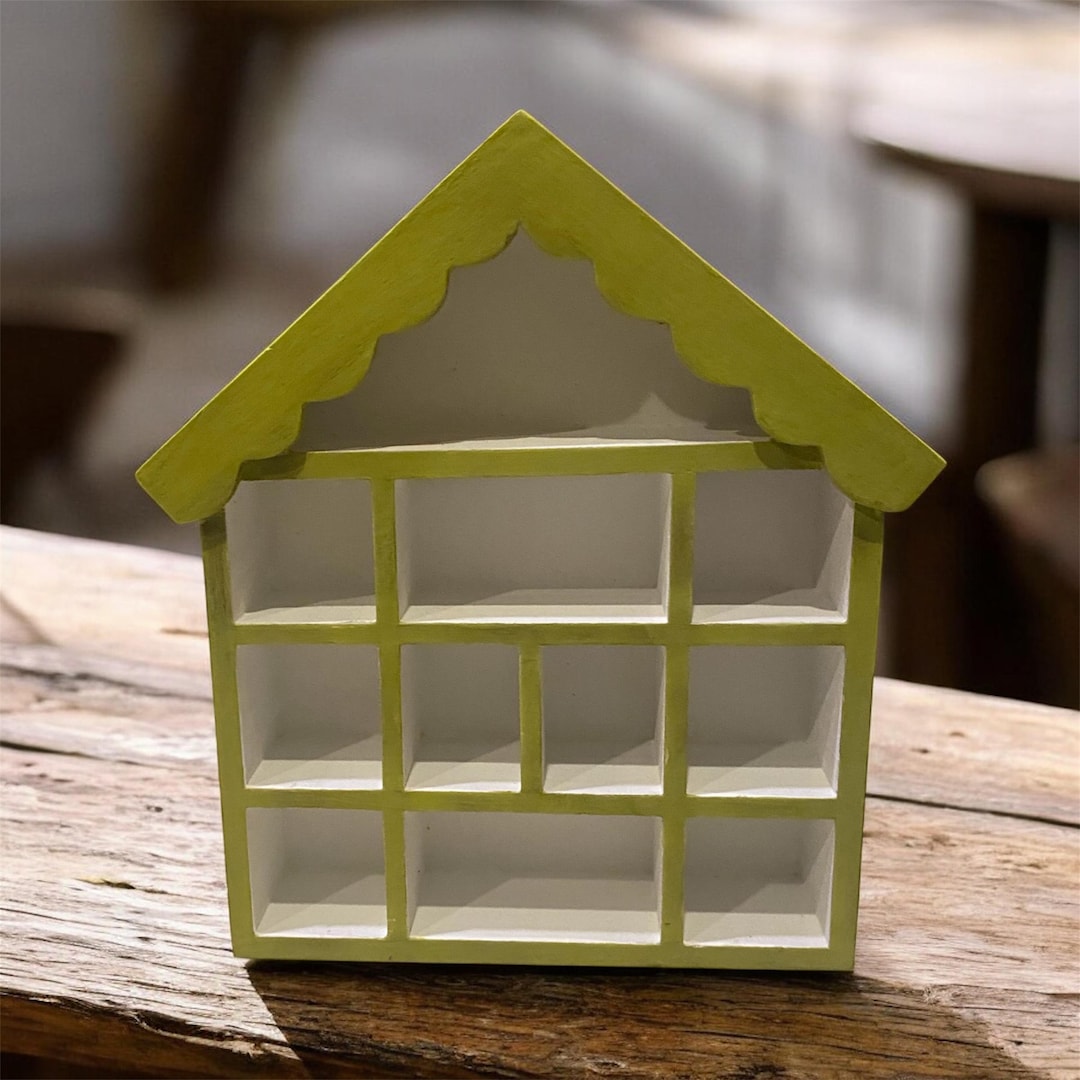 Mini Green & White House Shaped Wall Shelf - Etsy