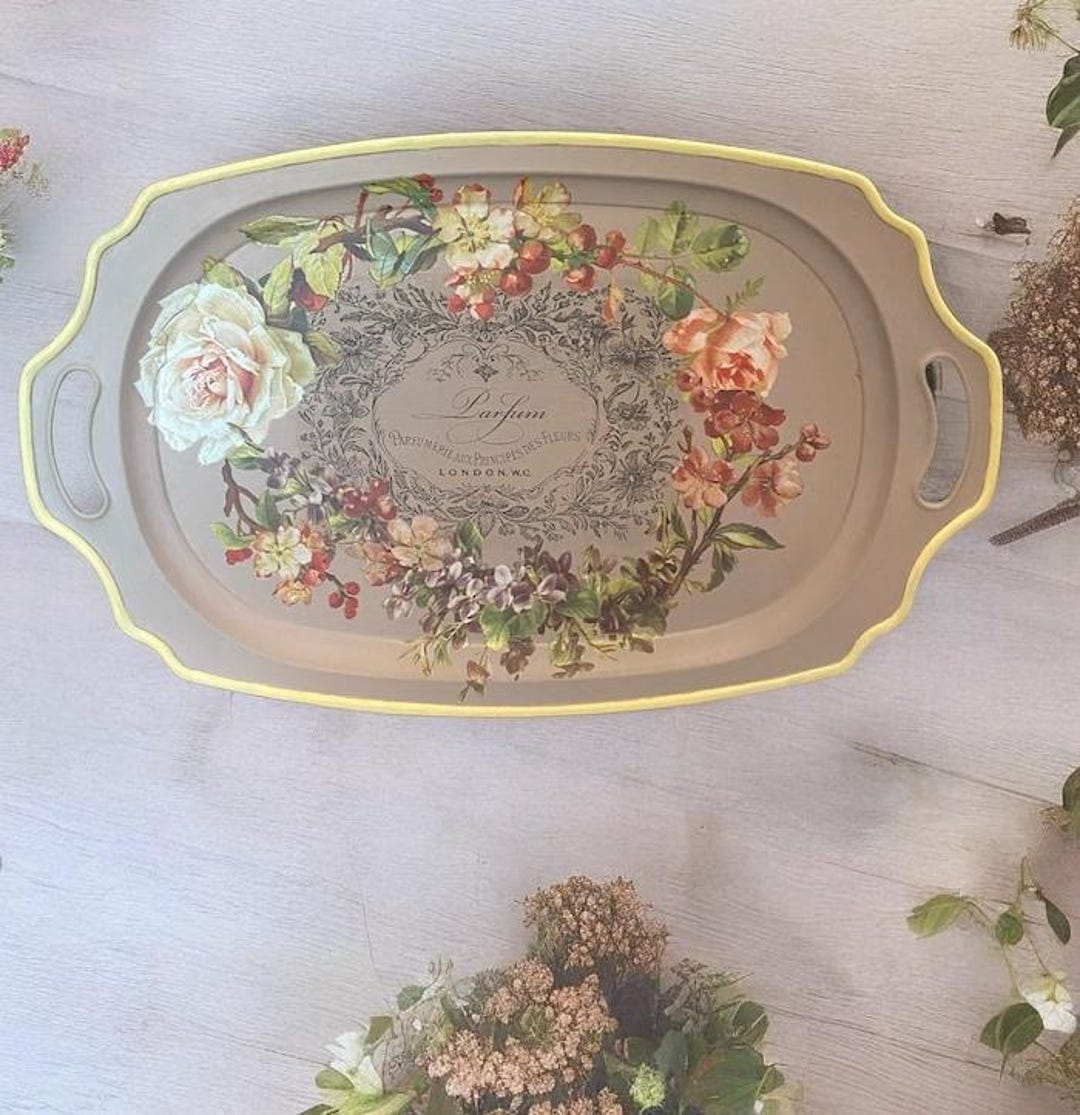 Floral Decorative Tray With Handles - Etsy