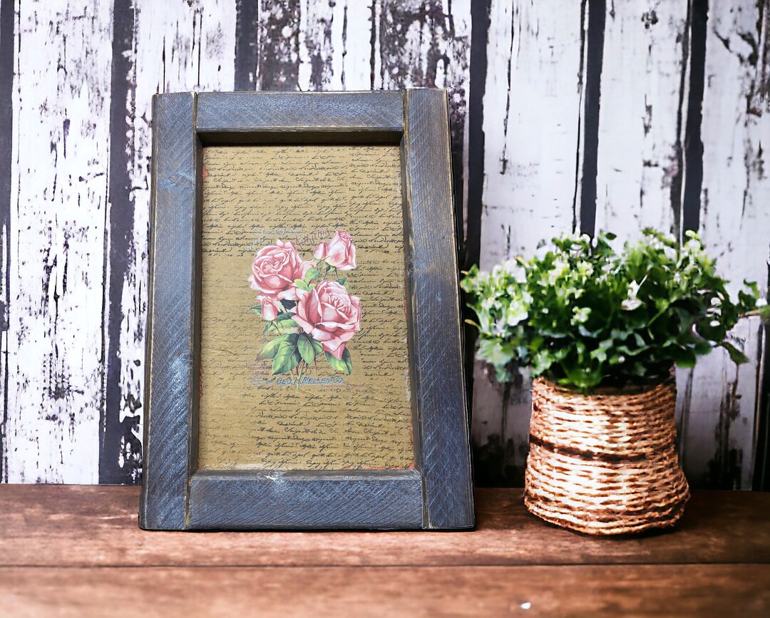 Wooden Frame W/french Rose Art - Etsy