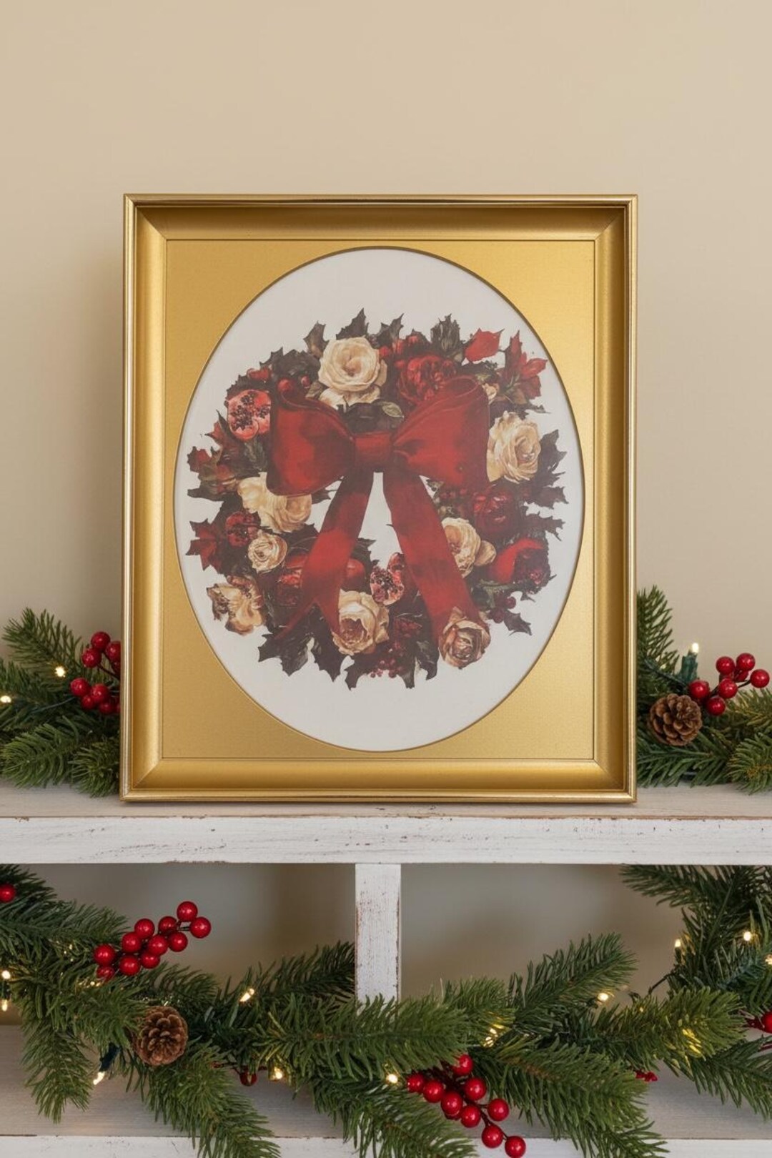Gold Framed Holiday Wreath Art - Etsy