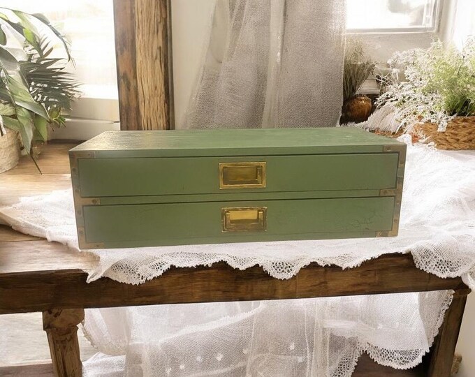 Vintage Chippy Green Wooden Storage Box. - Etsy