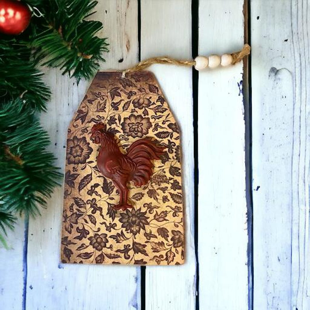 Hand Painted Rooster Decor Tag. - Etsy