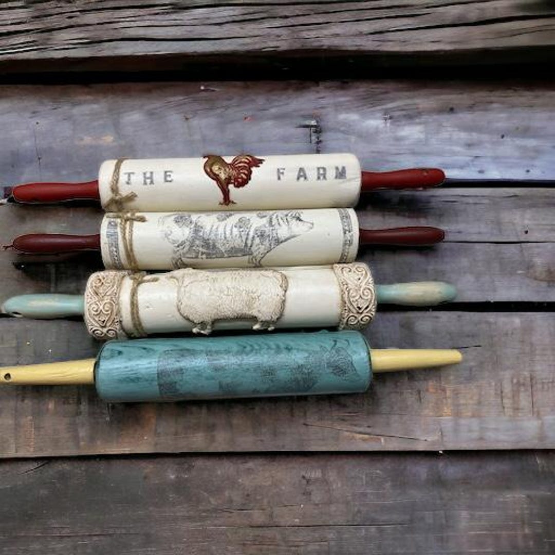 Hand Painted Rolling Pins-farm Animal Theme - Etsy