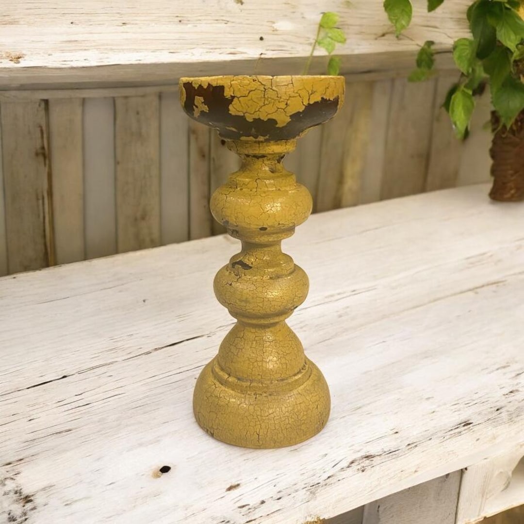 Chippy Yellow Candle Holder - Etsy