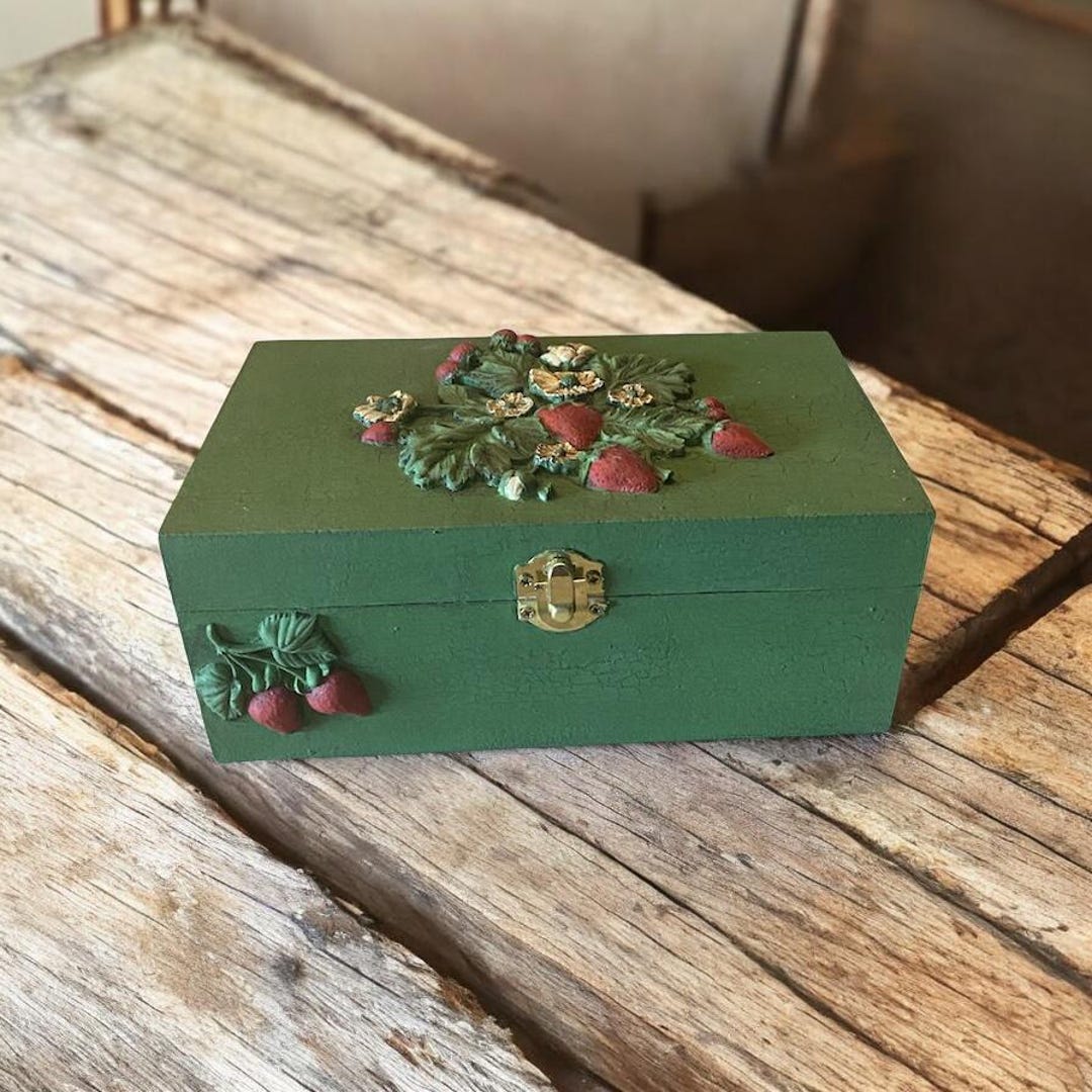 Primitive Green and Strawberry Design Decorative Jewelry Box - Etsy