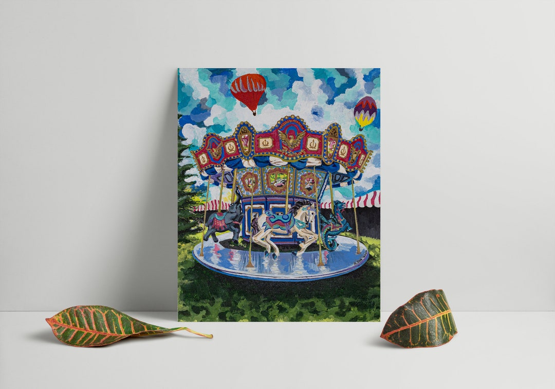 Carousel, Merry-go-round Wall Art Reproductive Print, Giclée - Etsy