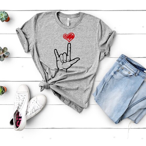 ASL Love Tshirt Love Sign Language I Love You Shirt Hand - Etsy