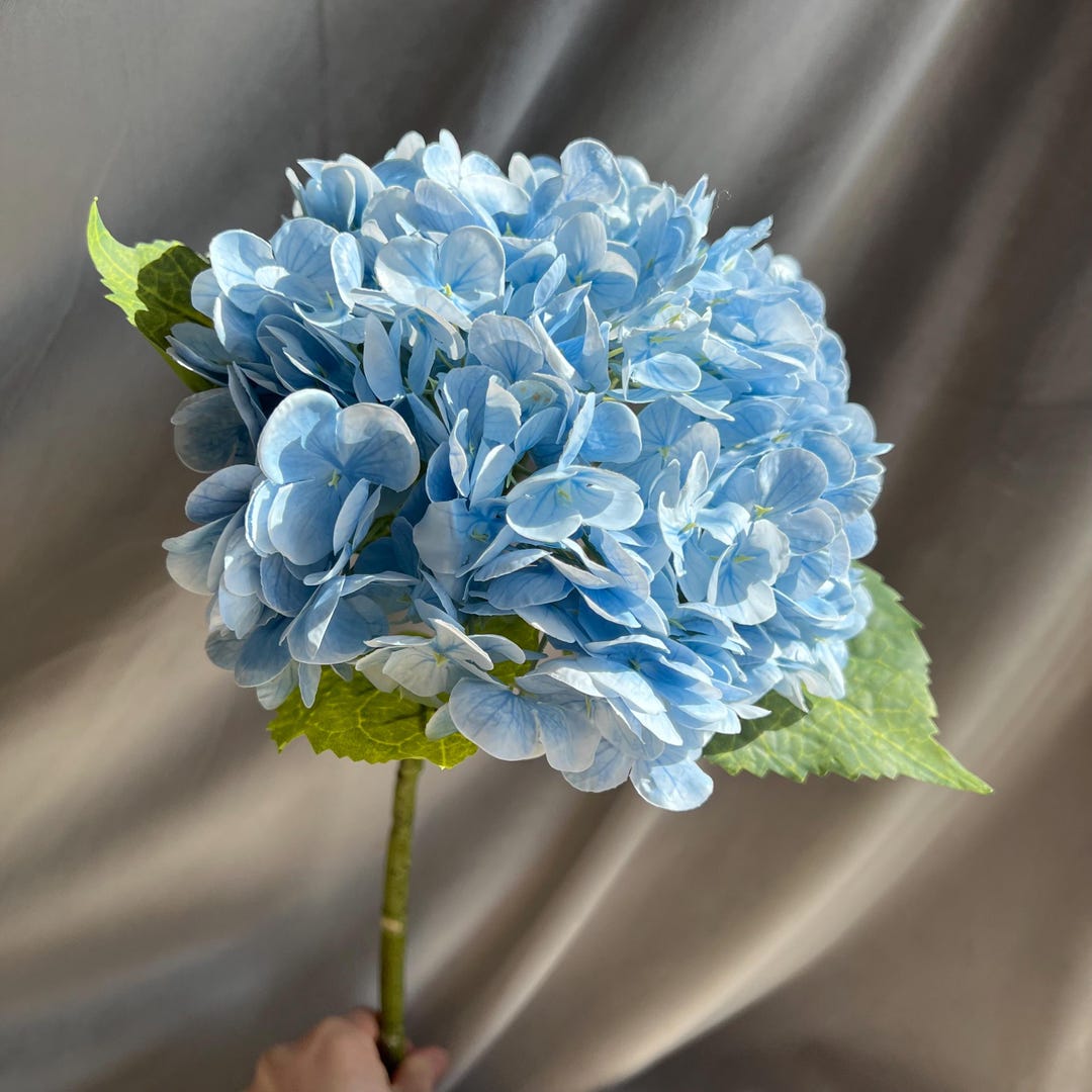 Artificial Blue Hydrangea Flower Single Stem | Latex Real Touch ...